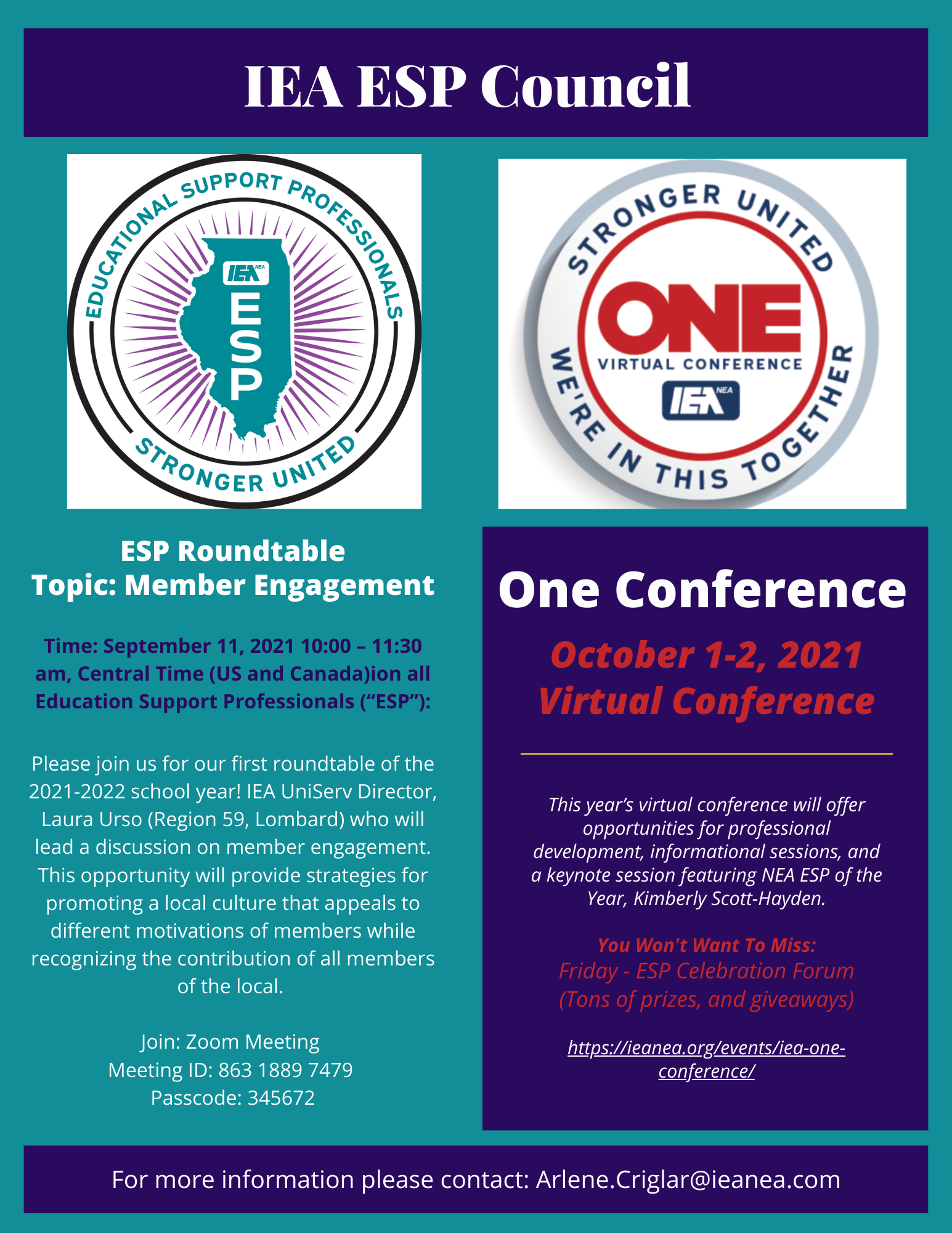 Mark you calendars!! – IEA Education Support Professional Council